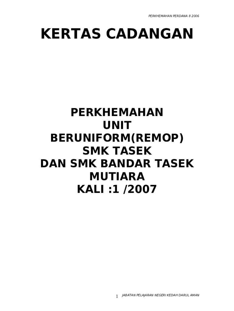 kertas cadangan perkhemahan unit beruni (remop) ... Doc Template ...