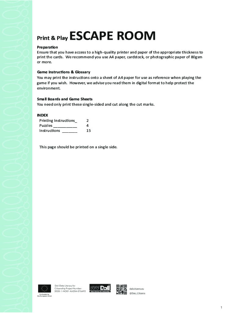 Fillable Online digitum um Thermal Printer Escape Room Puzzle Prop ...