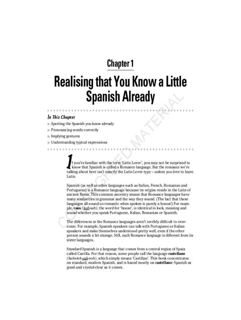 Fillable Online Realising that You Know a Little Spanish Already Fax ...