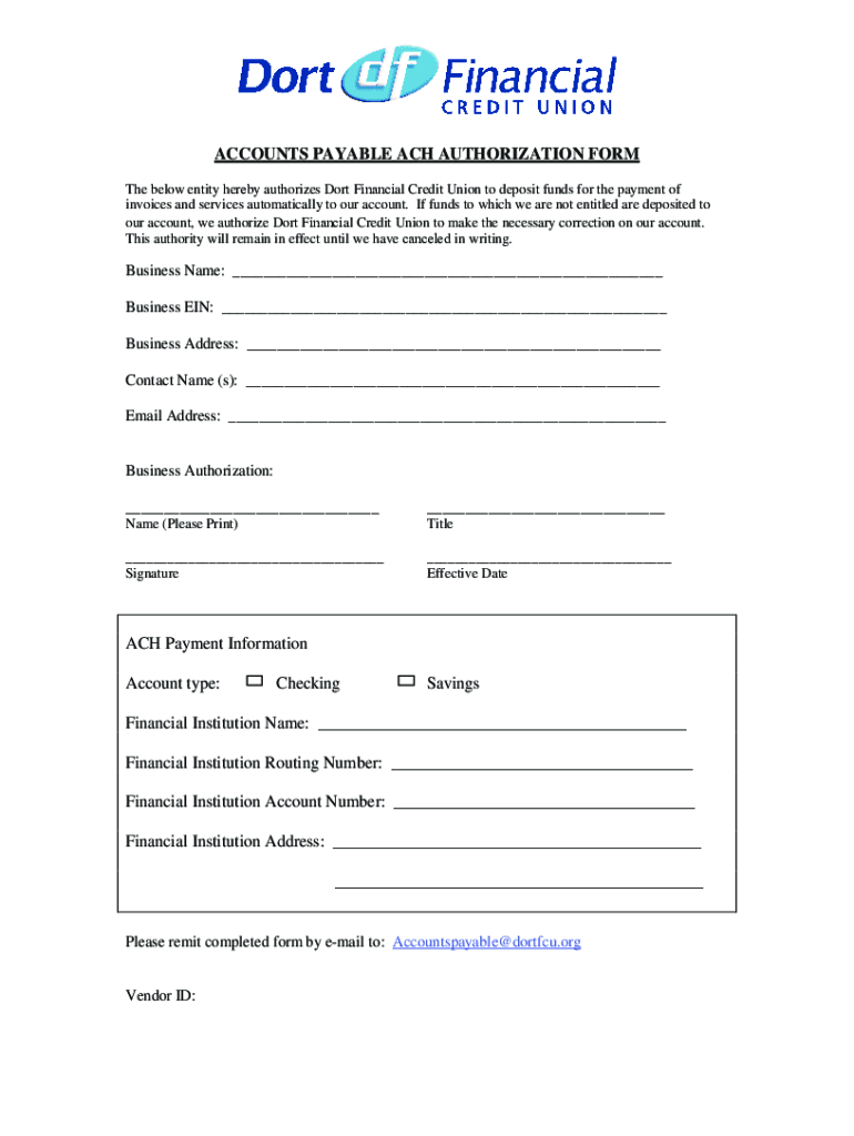 Fillable Online ACH AUTHORIZATION FORM 1.doc Fax Email Print - pdfFiller