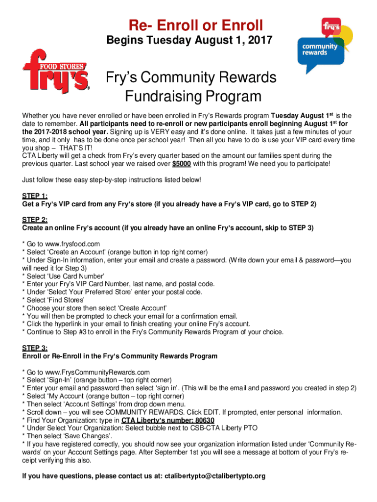 Fillable Online Our Fry's Food VIP CARD Supporters need to re-enroll ...