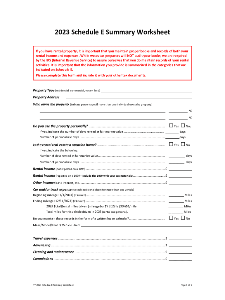 Fillable Online IRS Form 1040 & Schedule E Tax Form: Reporting Rental ...