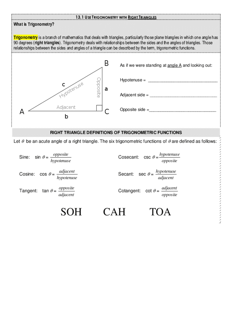 Fillable Online SOH CAH TOA Fax Email Print - pdfFiller