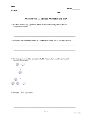 AP Biology Chapter 11- Mendel and the Gene Idea Doc Template | pdfFiller