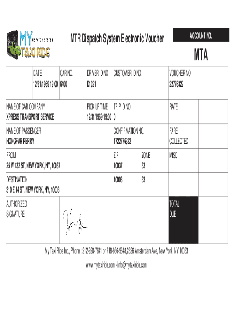 Fillable Online MTR Dispatch System Electronic Voucher Fax Email Print ...