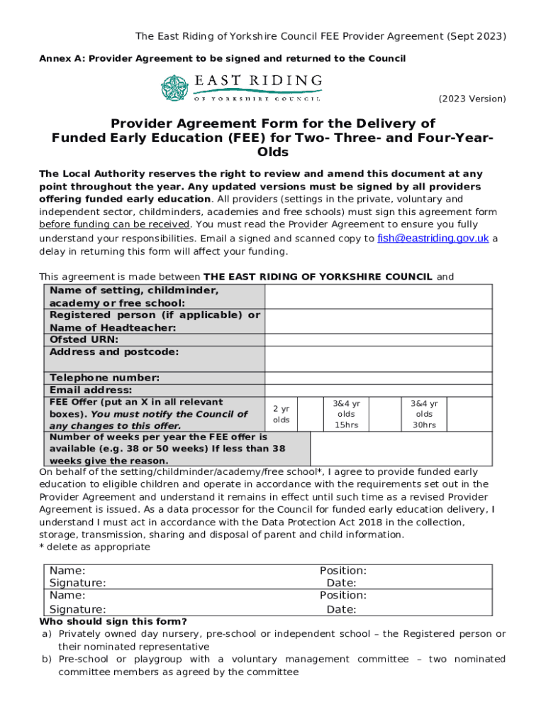 Provider Agreement for funded early education and ... Doc Template ...