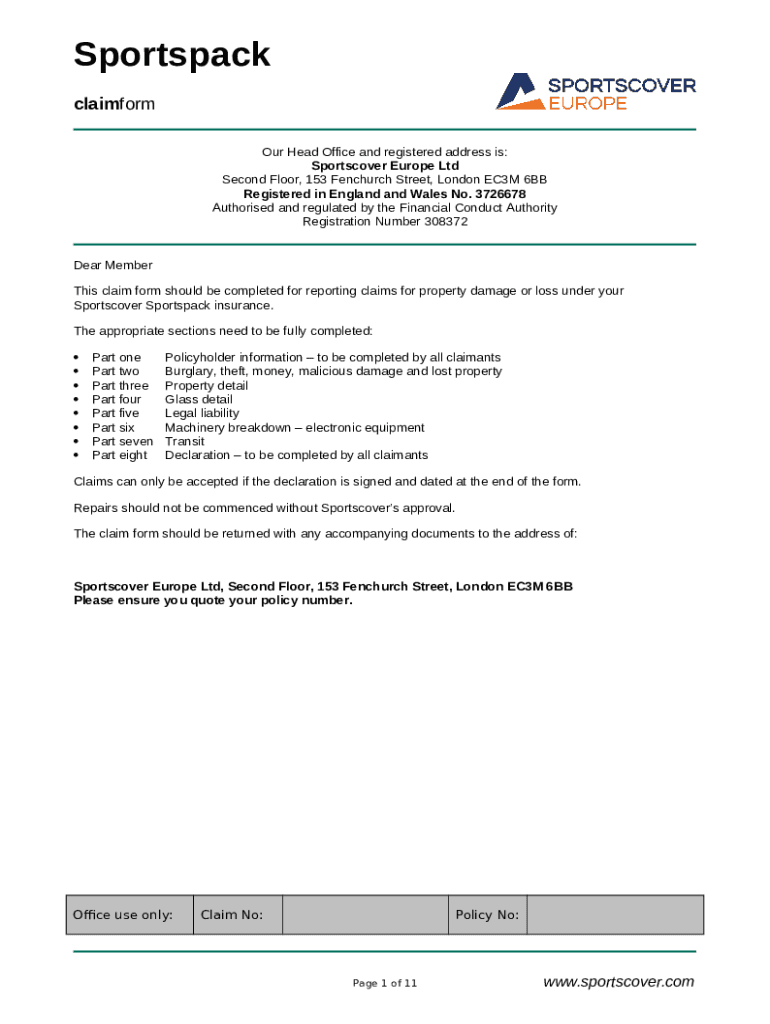 Sportscover Europe Ltd Doc Template | pdfFiller