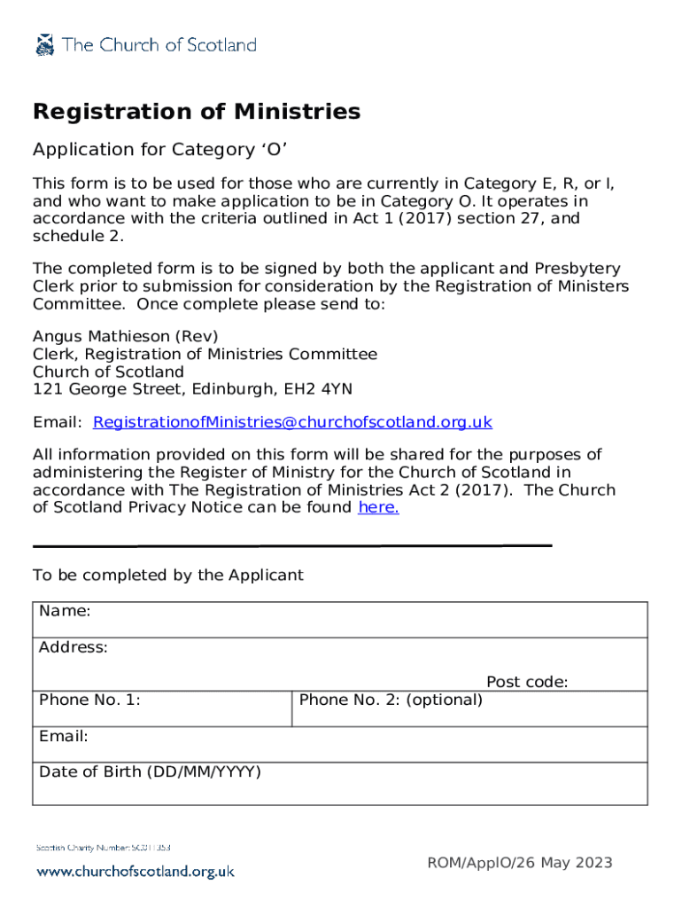 Ministry Registration Template Doc Template | pdfFiller