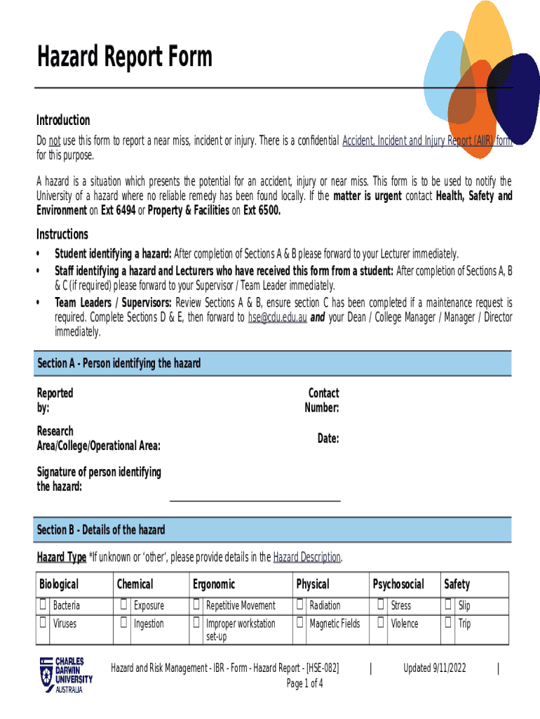Hazard and Risk Management - IBR - - Hazard Report - HSE-082 Doc ...