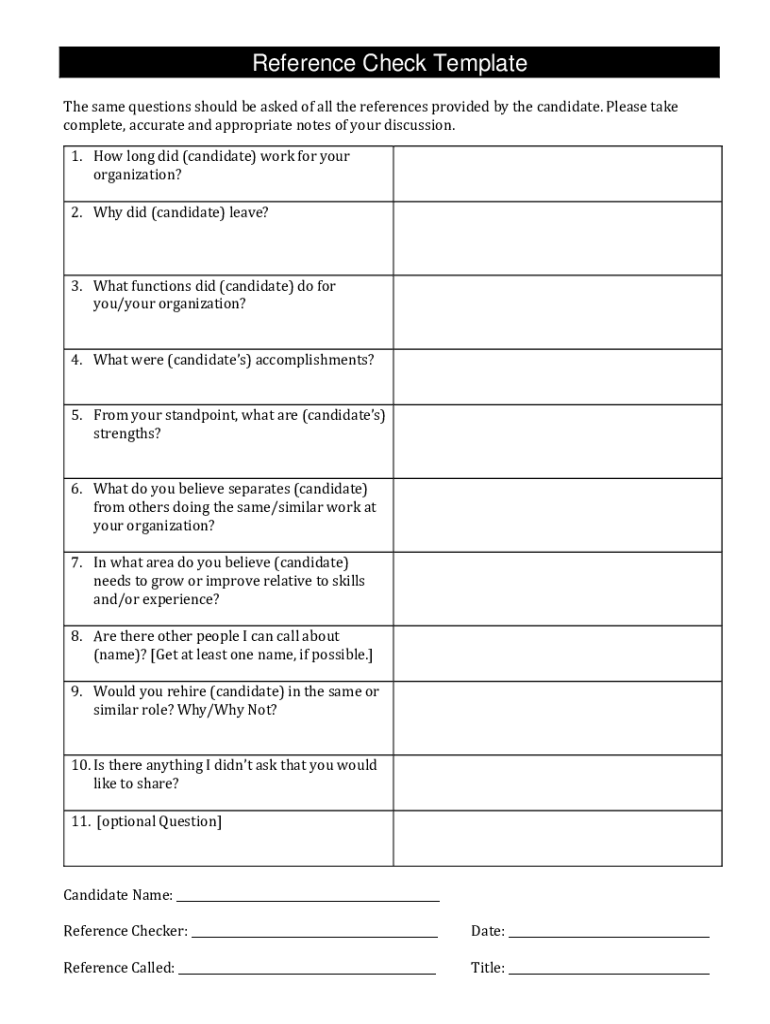 Fillable Online How to respond to questions in a reference check Fax ...