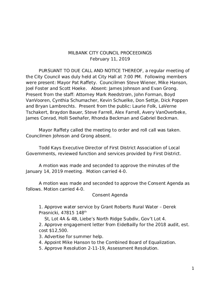 Councilmen Steve Wiener, Mike Hanson, Joel Foster and Scott Hoeke Doc ...