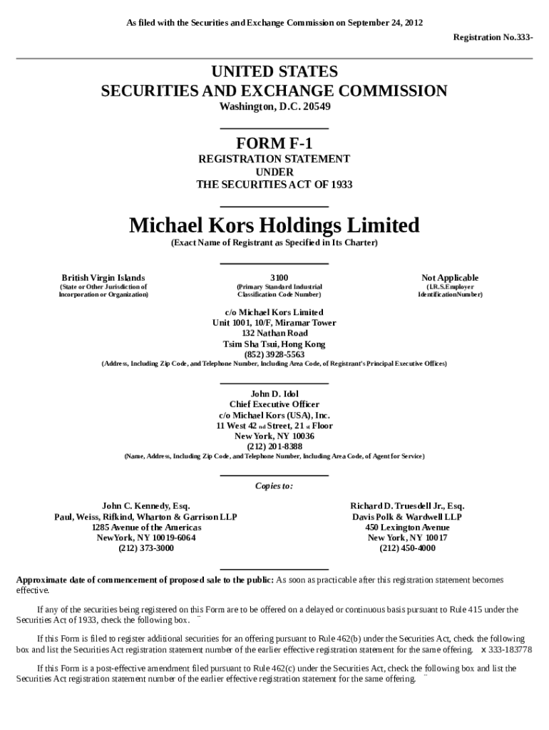 F-1MEF A new registration statement filed under Rule 462 ... Doc ...