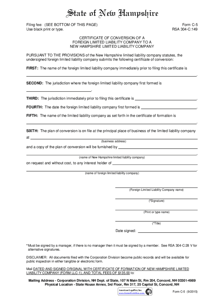 Fillable Online Forms and Fees - NH-SOS - New Hampshire Secretary of ...