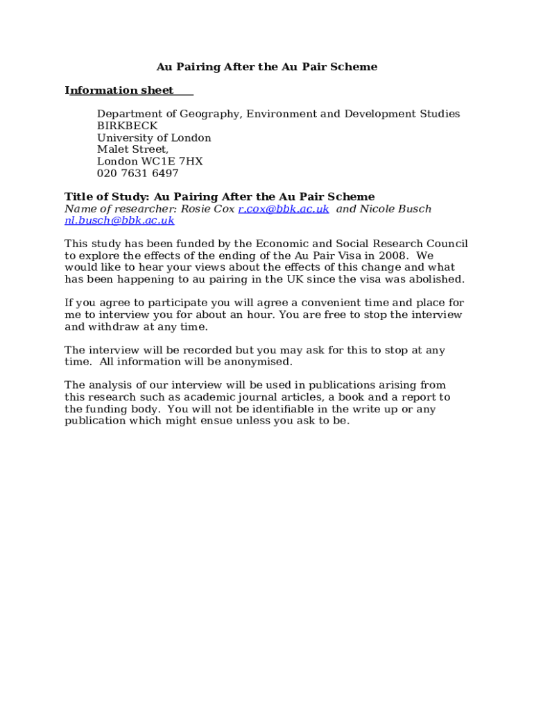 As an equal? Au Pairing in the Twenty-First Century - reshare ukdataservice ac Doc Template ...