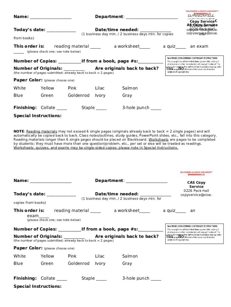 CAS Copy Order (Printable) Doc Template | pdfFiller