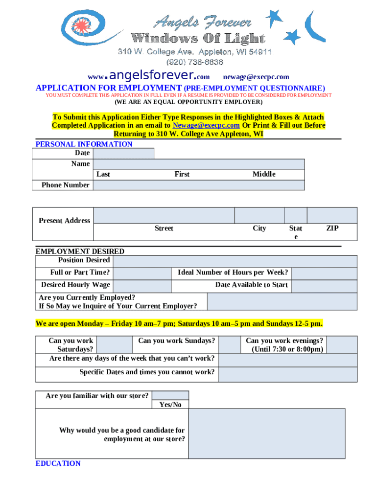 JOB APPLICATION CONTINUED Doc Template | pdfFiller