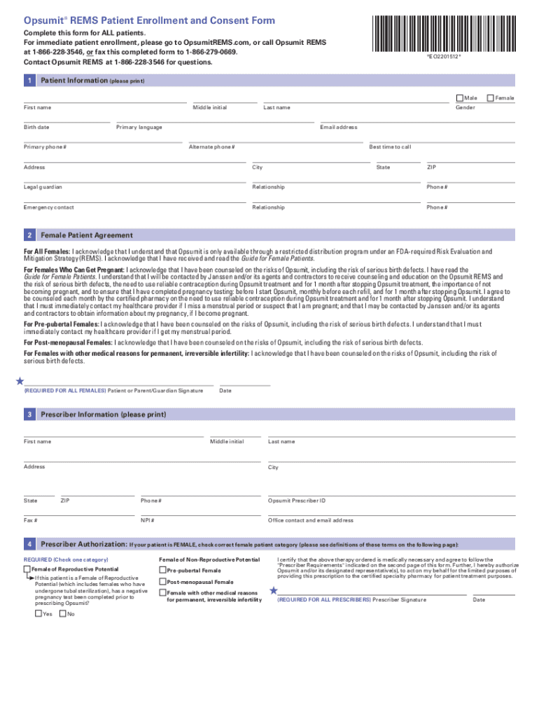 Fillable Online Fillable Online REMS Patient Enrollment and ... Fax ...