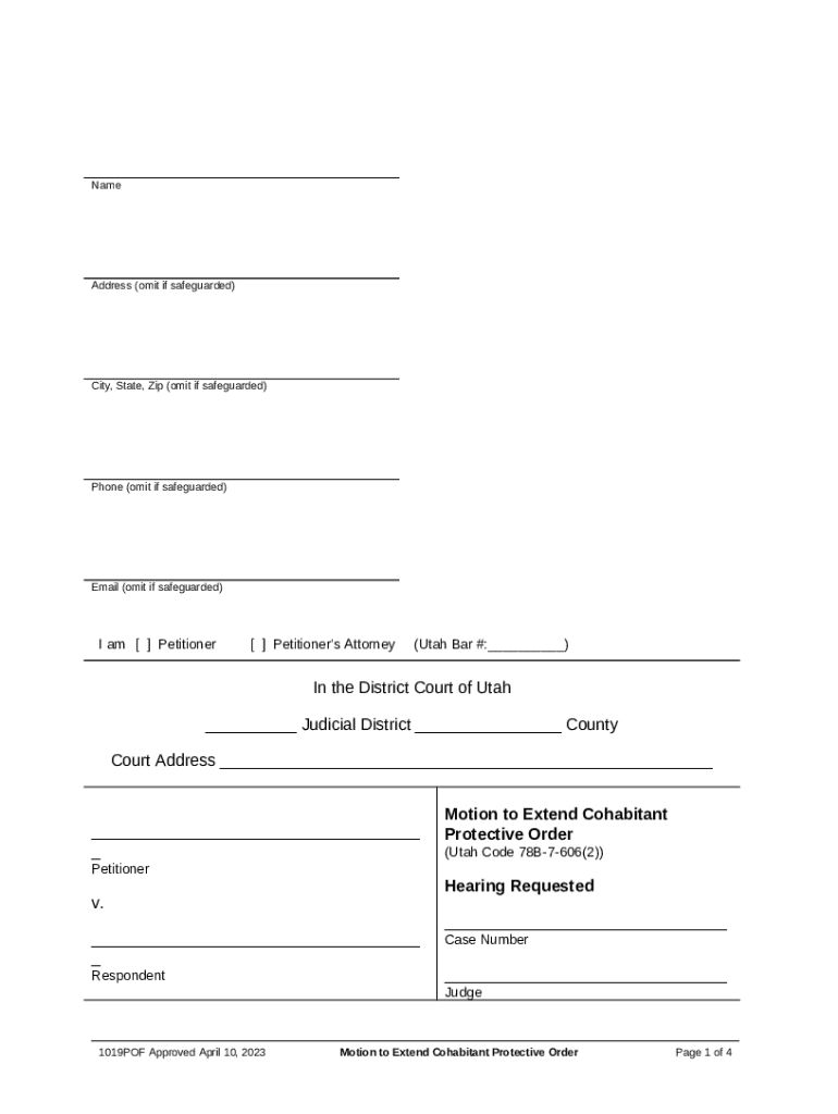 Motion to Extend Cohabitant Protective Order. Motion to Extend ...