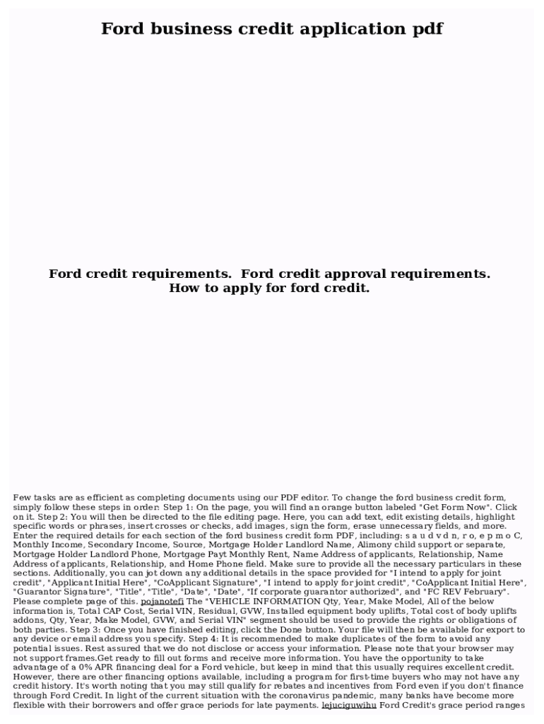 Fillable Online Ford business credit application pdf. Few tasks are as ...