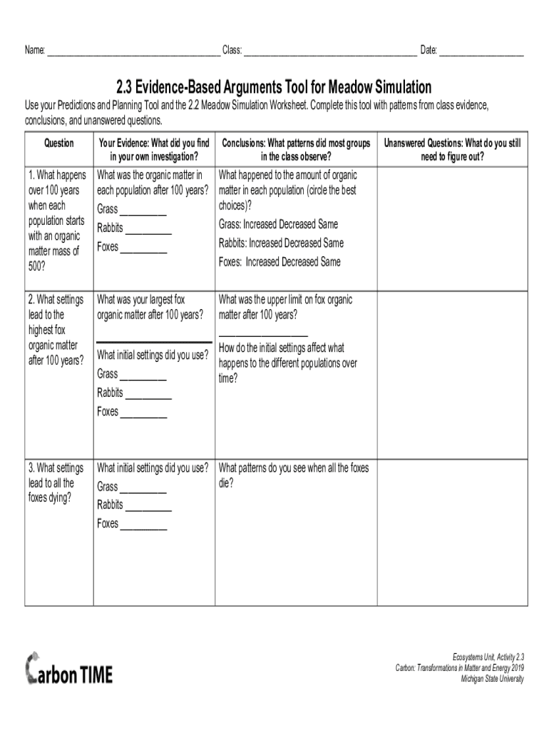 Fillable Online 2.2 Meadow Simulation Worksheet 1.pdf - hailey bethel ...