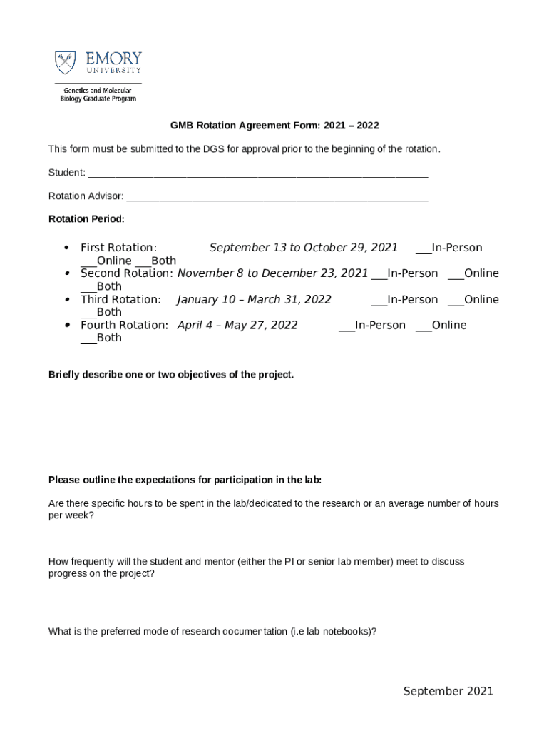 Laboratory Rotation Request - biomed emory Doc Template | pdfFiller