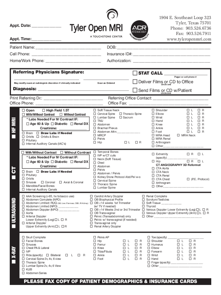 Open Mri Tyler Tx - Fill Online, Printable, Fillable, Blank | pdfFiller