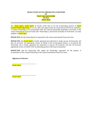 Partnership Resolution Template - Fill Out and Sign ... Doc Template ...