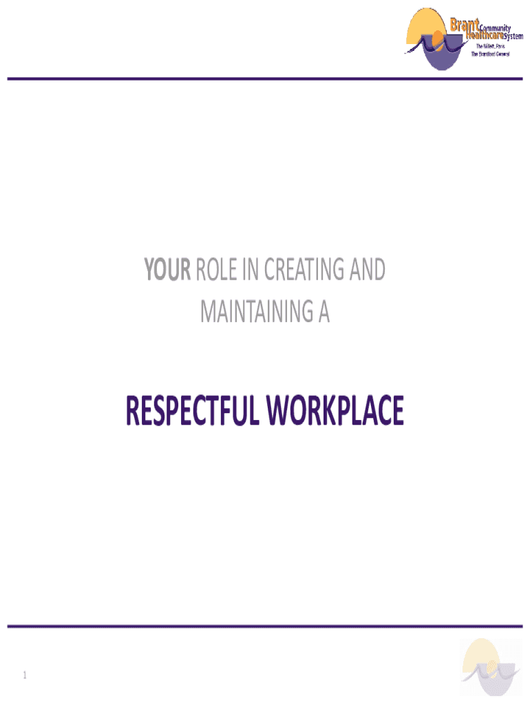 Fillable Online Respectful Workplace: What Is It And How To Build ...