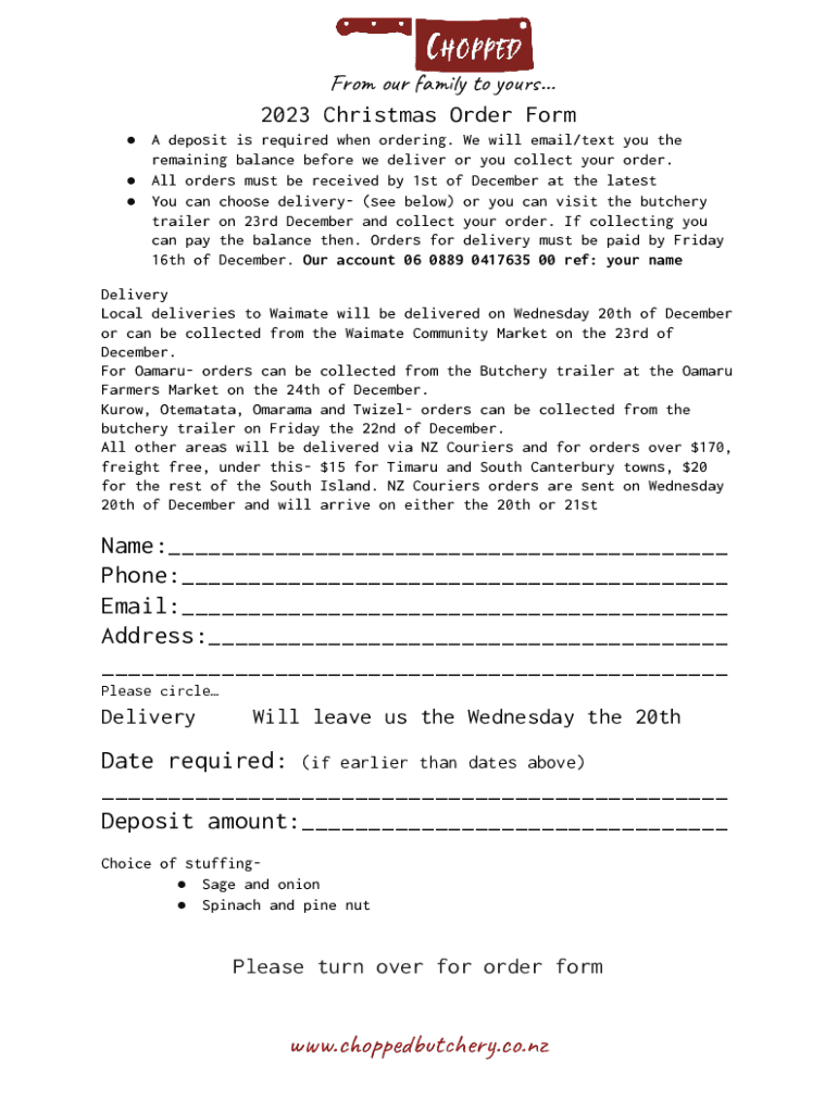 Fillable Online 2023 Christmas Order Form Template Fax Email Print ...