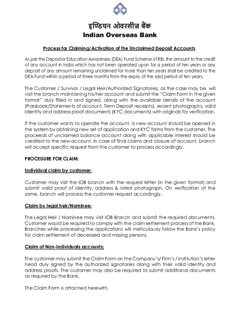 Fillable Online Unclaimed Deposit Accounts Claim - Personal Banking Fax ...