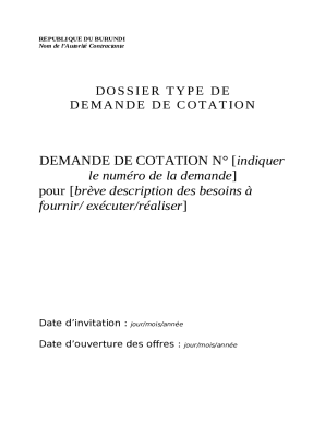 Dossier type de demande de cotation Doc Template | pdfFiller