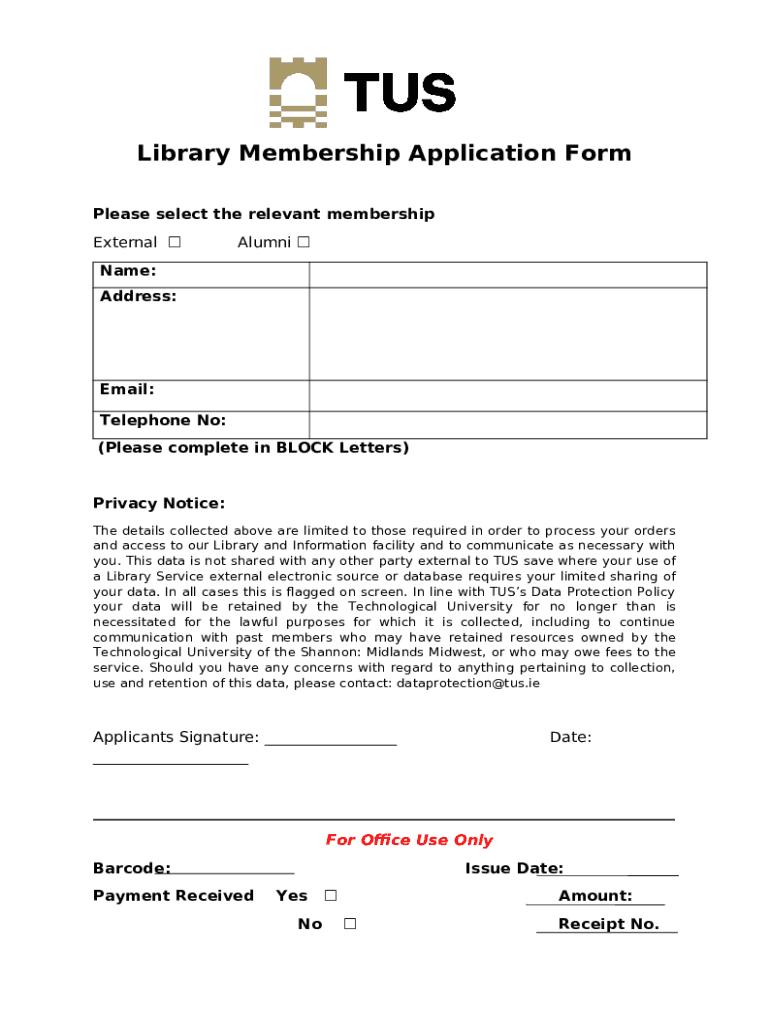 Borrowers Card Application Doc Template | pdfFiller
