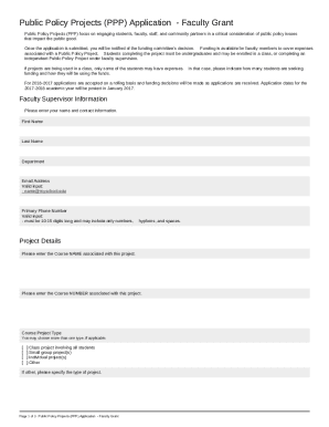 Public Policy Projects (PPP) Application- Faculty Grant. Center for ...