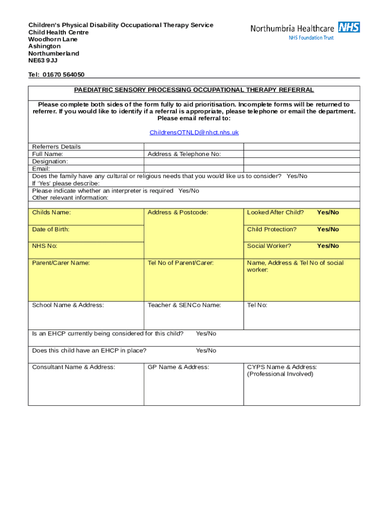 Paediatric Physiotherapy and Occupational Therapy Services Doc Template ...