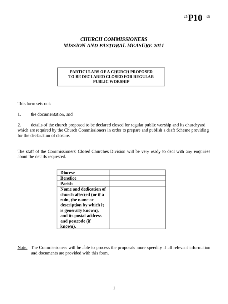 Closed and Closing Churches Doc Template | pdfFiller
