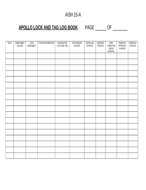 APOLLO LOCK AND TAG LOG BOOK Doc Template | pdfFiller