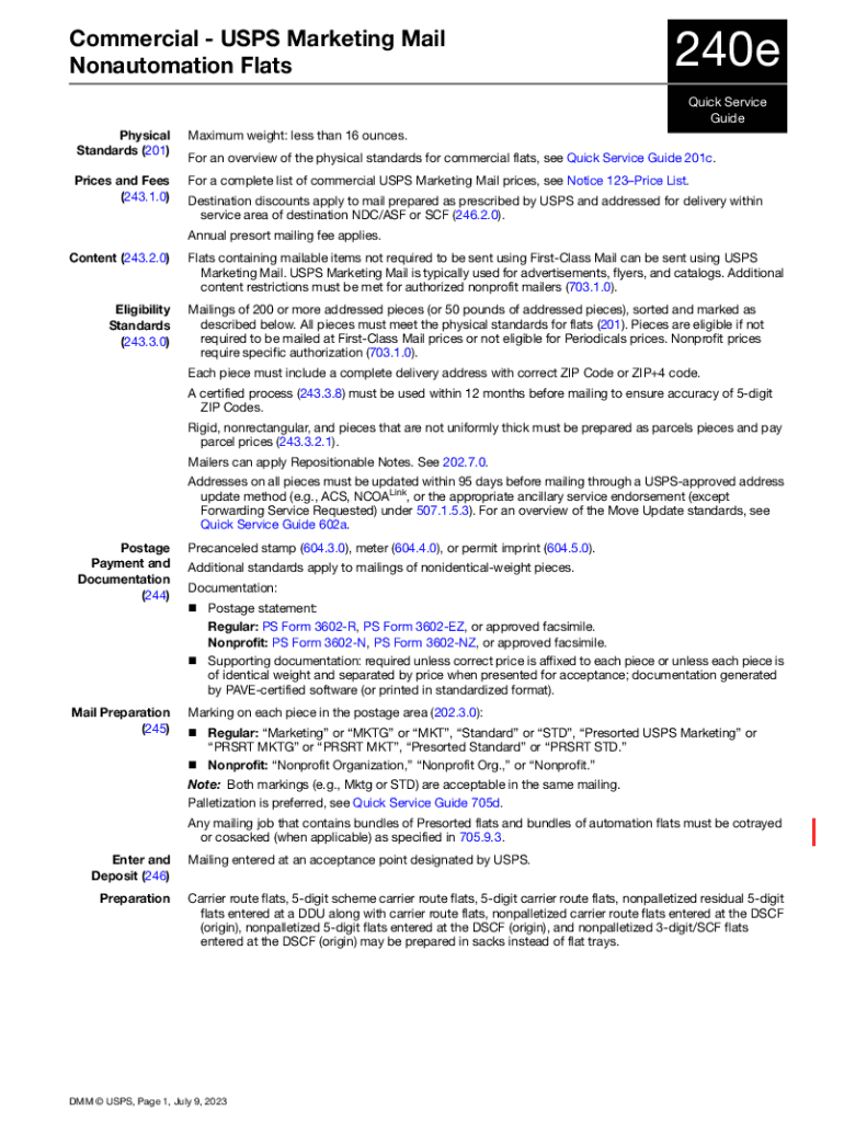 Fillable Online USPS Marketing Mail is typically used for ...