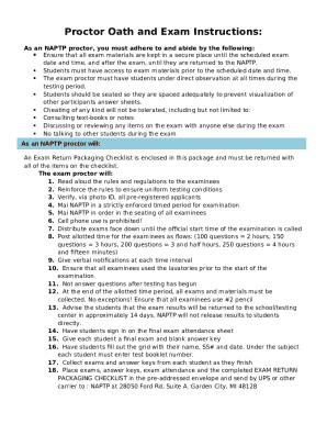 Proctor Oath and Exam Instructions Doc Template | pdfFiller
