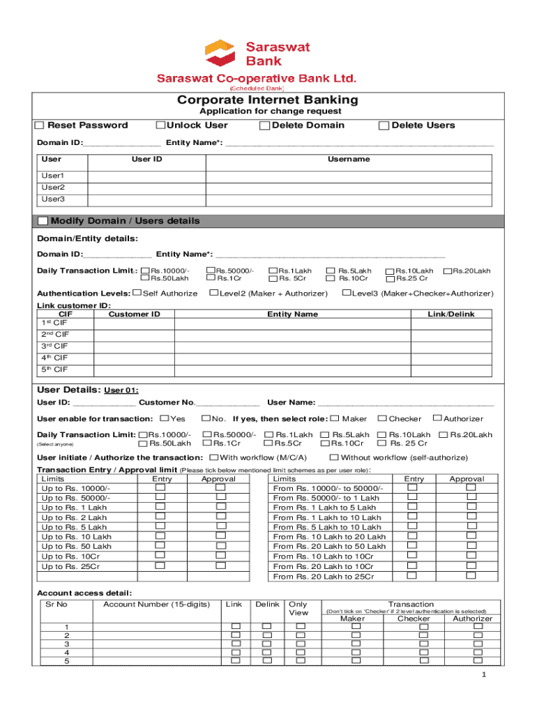Fillable Online Saraswat Bank Fax Email Print - pdfFiller