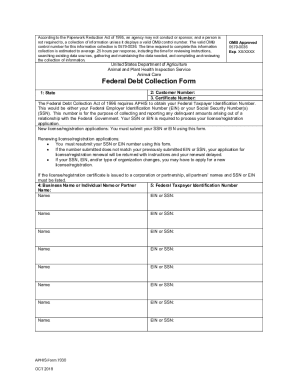 Fillable Online APHIS 7030 Federal Debt Collection Form Fax Email Print ...