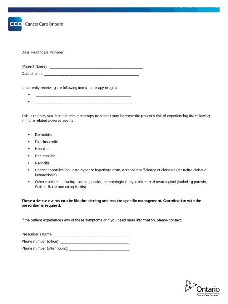 How to get ready for your immunotherapy treatment Doc Template | pdfFiller