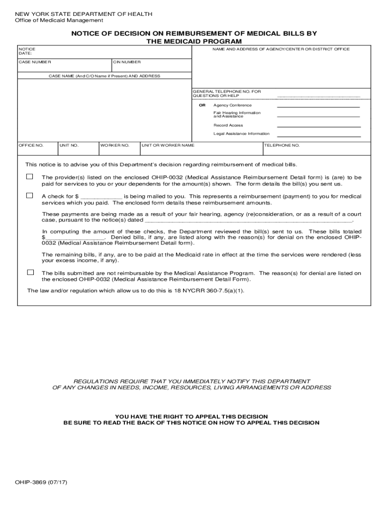 Fillable Online Medicaid Reimbursement of Home Care and other Medical ...