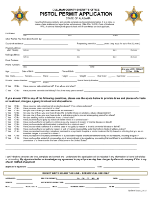 Fillable Online Pistol permit: Fill out & sign online Fax Email Print ...
