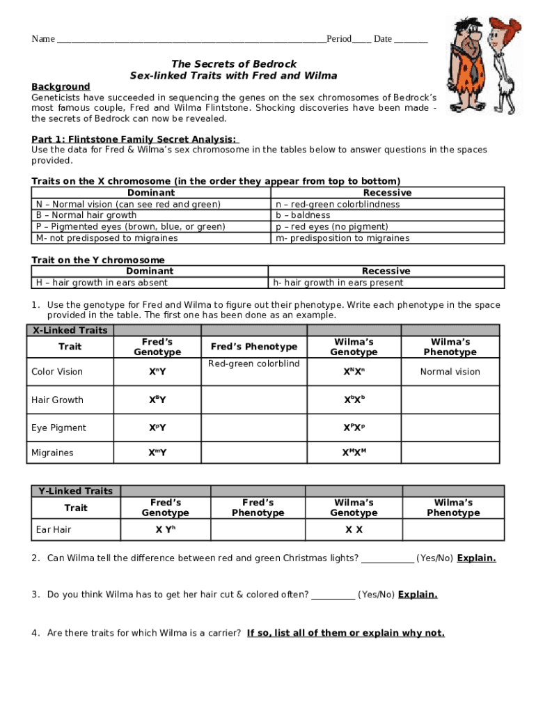 The Secrets of Bedrock: Unveiling Sex-linked Traits of Fred ... Doc ...