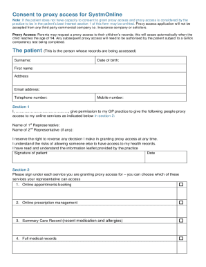 Fillable Online Consent to proxy access for SystmOnline Fax Email Print - pdfFiller