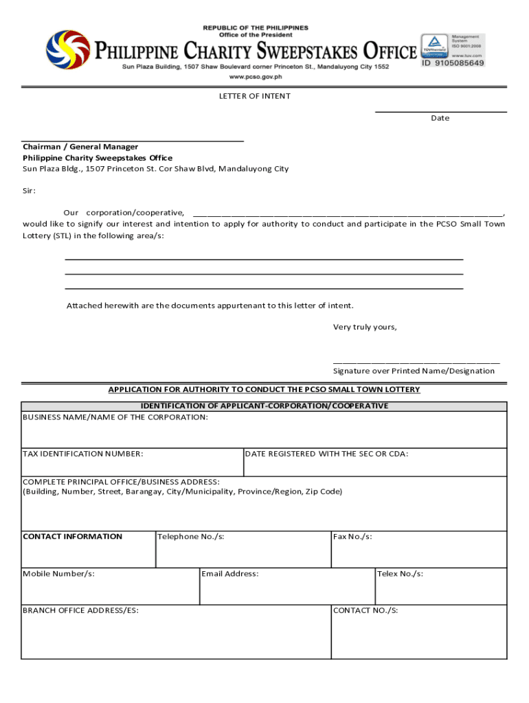 Fillable Online Letter Asking For Additional Assistance From PCSO (For ...