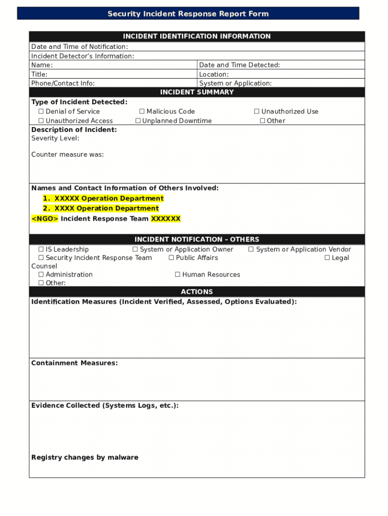 Incident Response Report . Incident Response Template Doc Template ...