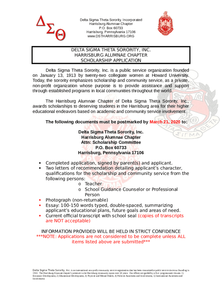 Harrisburg Alumnae Chapter of Delta Sigma Theta Sorority ... Doc Template | pdfFiller