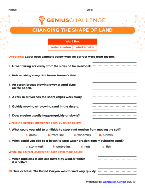 Fillable Online ErosionWorksheet for Grades K-2 PDF. A one page ...