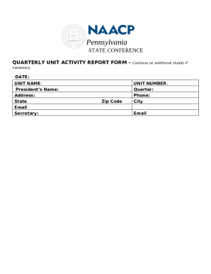 quarterly unit activity report Doc Template | pdfFiller